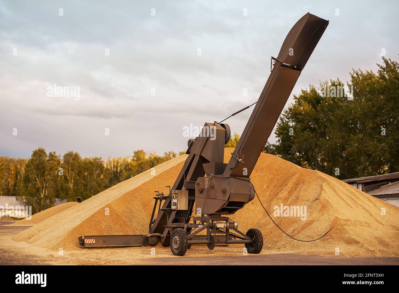 Grain elevator. Granary with mechanical equipment for receiving ...