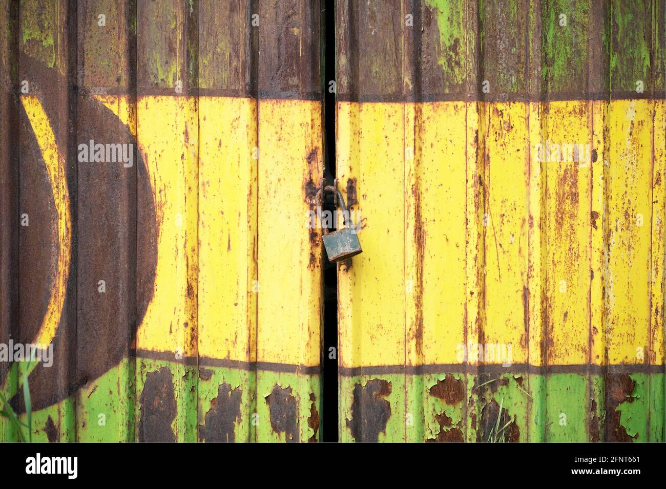 Old rusty electricity distribution box in bright vivid colors Stock ...