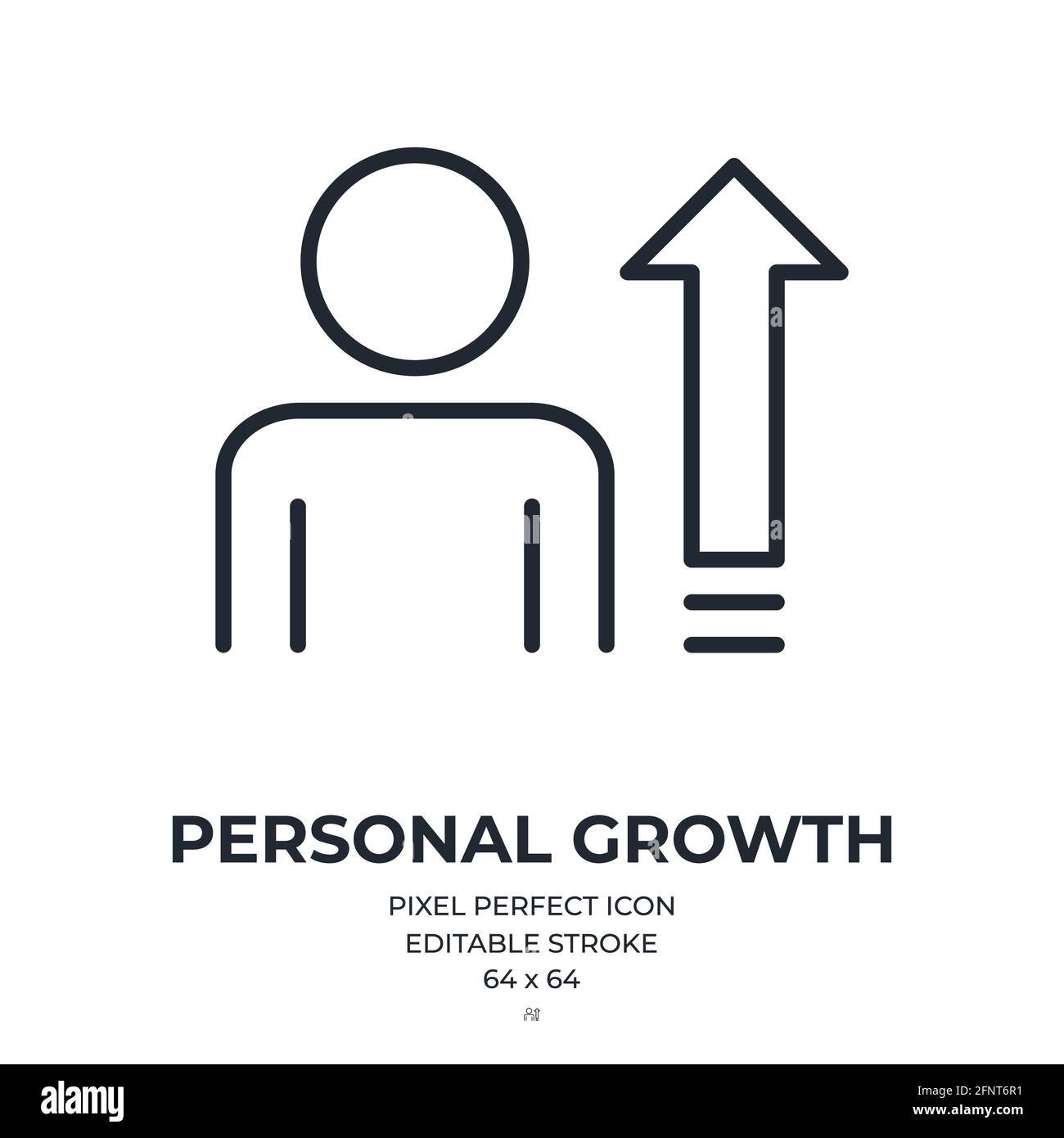 Personal growth and development concept editable stroke outline icon ...