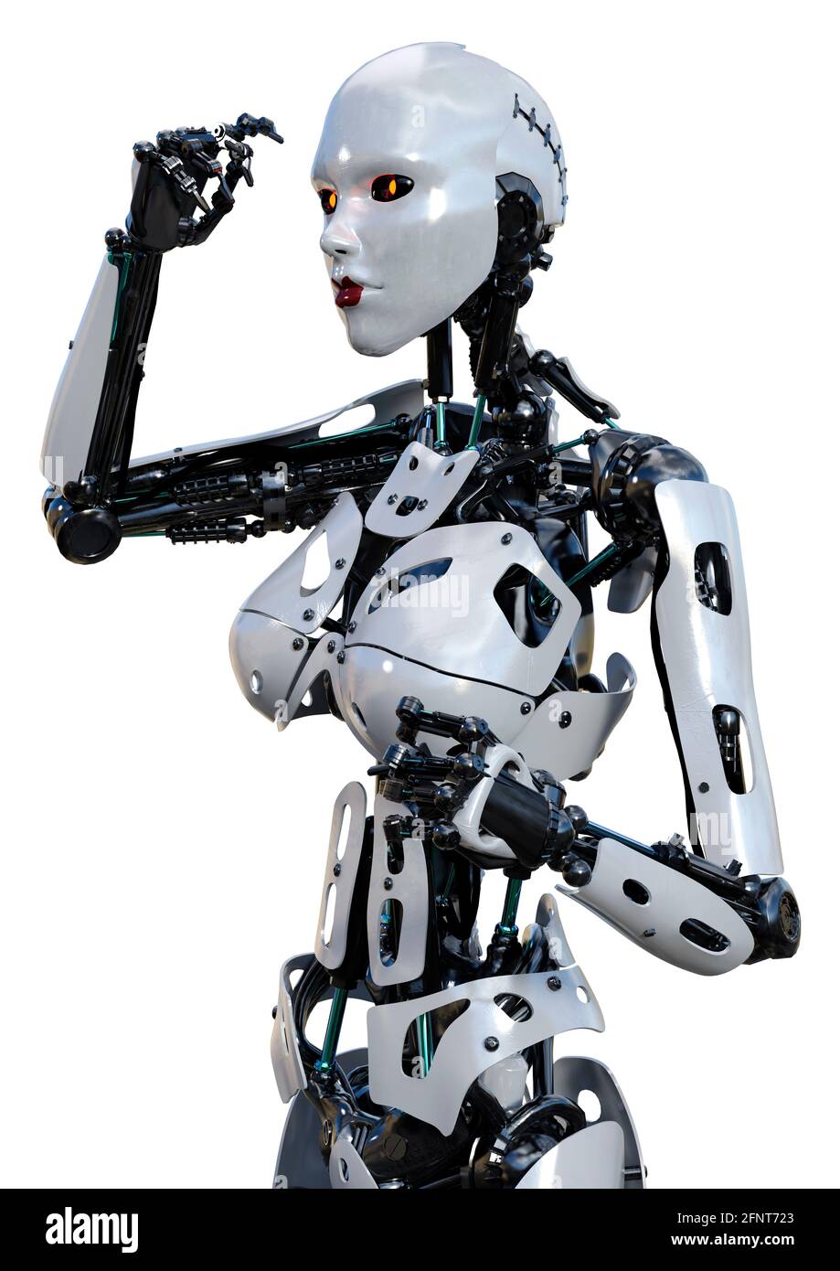 3D rendering of a female robot isolated on white background Stock Photo ...