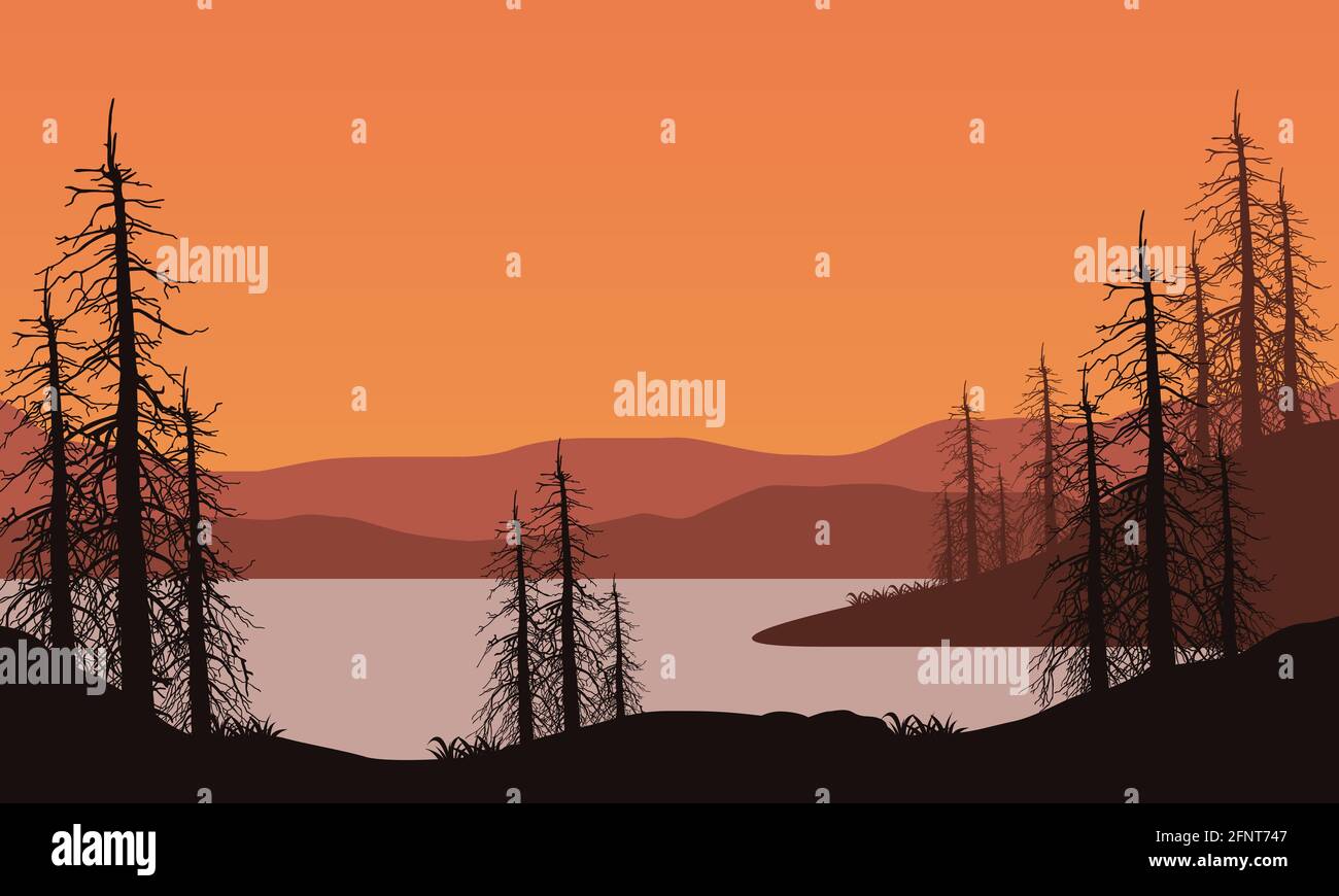 Amazing mountains from riverbank Stock Vector Images - Alamy