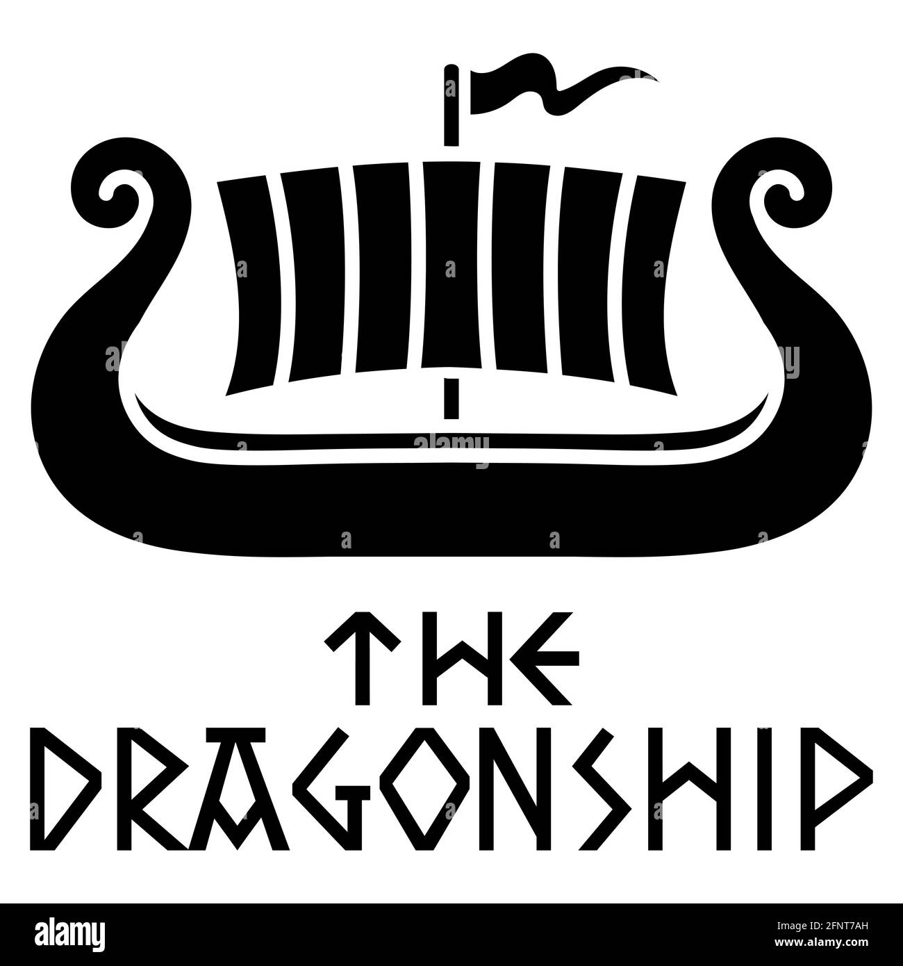 Scandinavian Viking design. Old Norse ship Drakkar, logo, isolated on ...