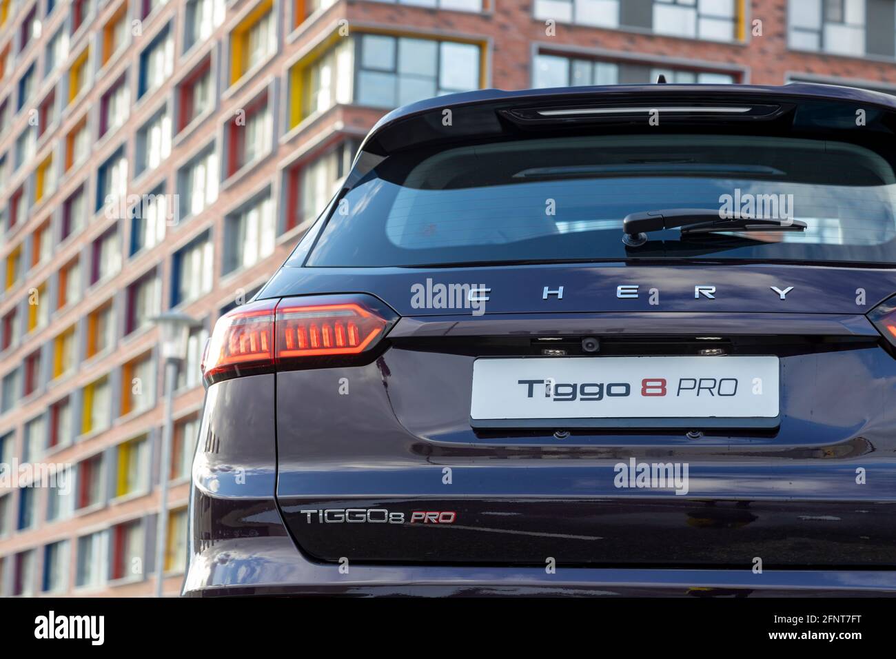 Moscow, Russia - March 18, 2021: Rear view of the new flagship seven ...