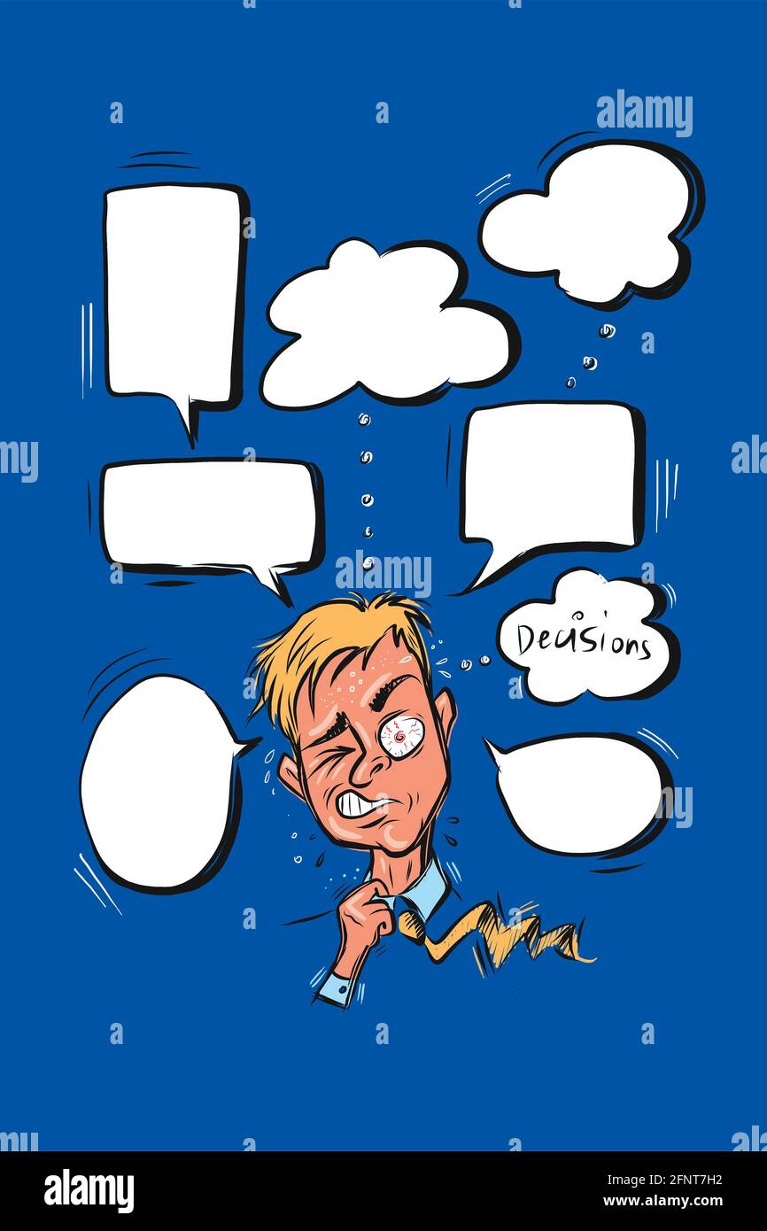 Making difficult decisions. Man having a difficult time making ...