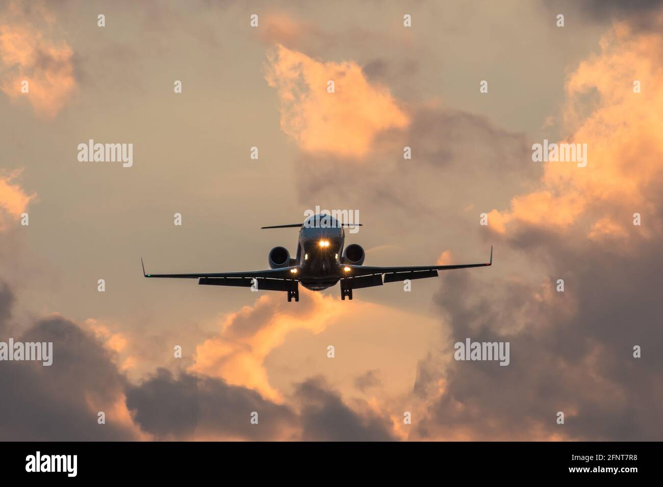 Silhouette small plane in flight hi-res stock photography and images ...