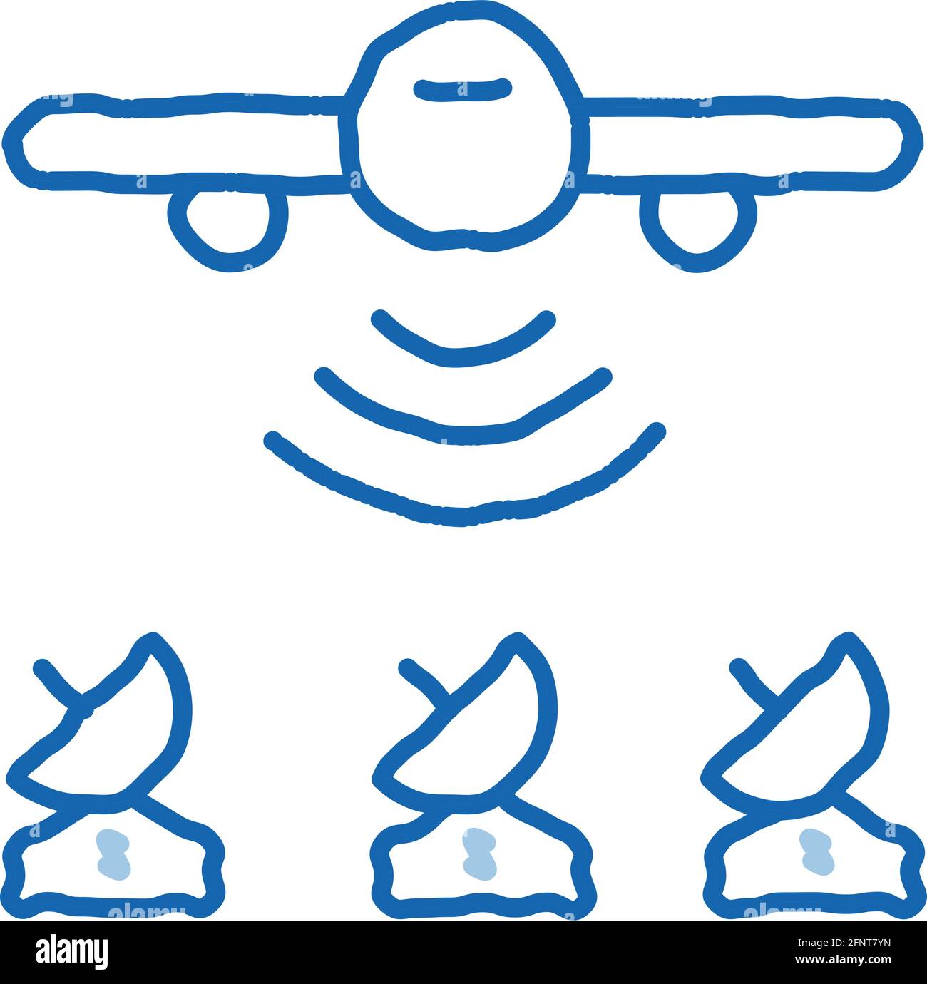 air plane radar signal doodle icon hand drawn illustration Stock Vector ...