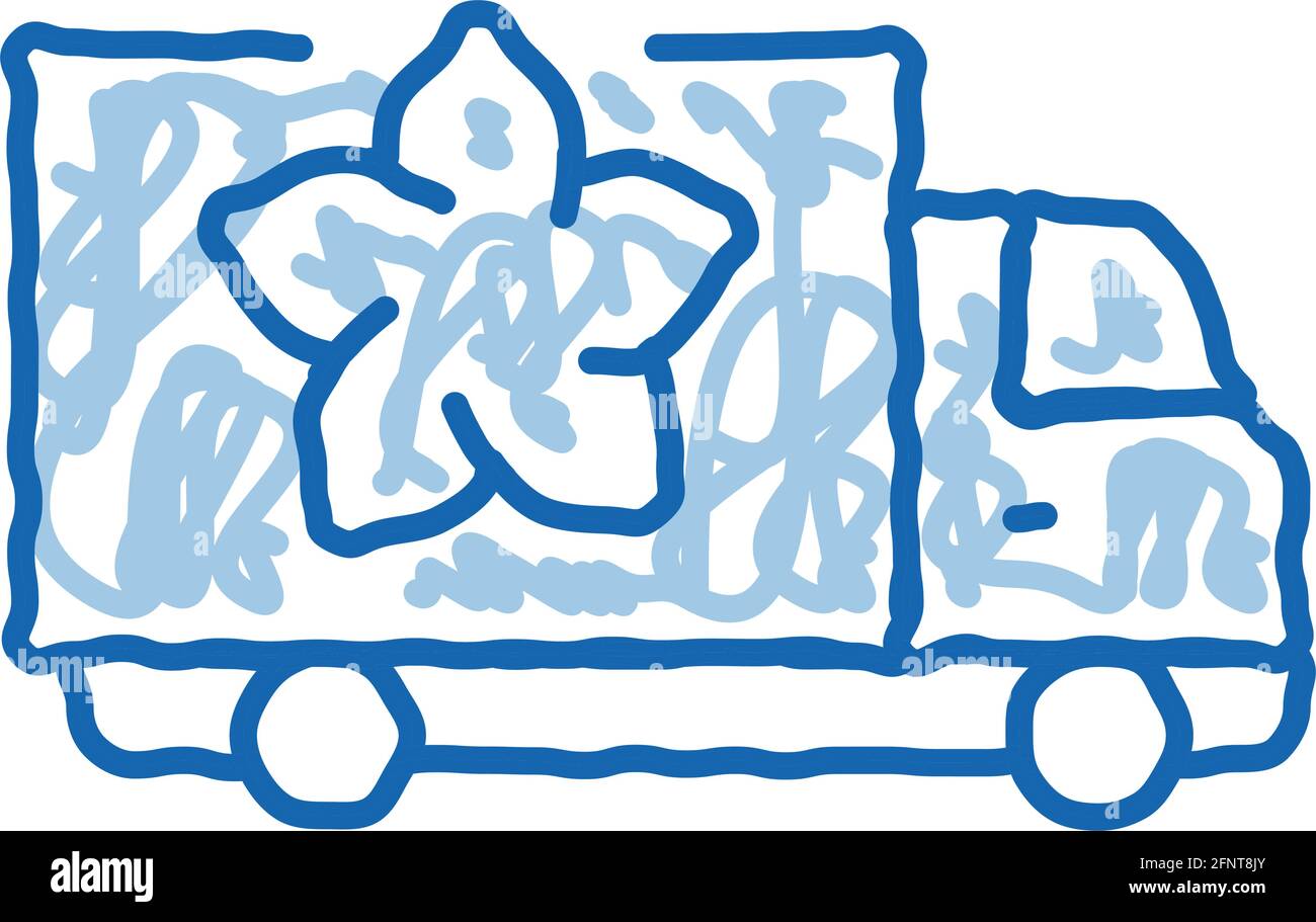 flower shop delivery truck doodle icon hand drawn illustration Stock ...