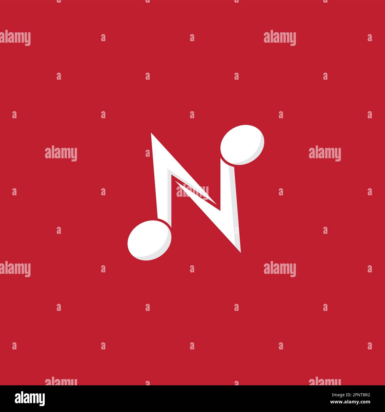 Letter N Alphabet Music Logo Design isolated on Maroon Background. Initial, Musical Note, Quaver ...