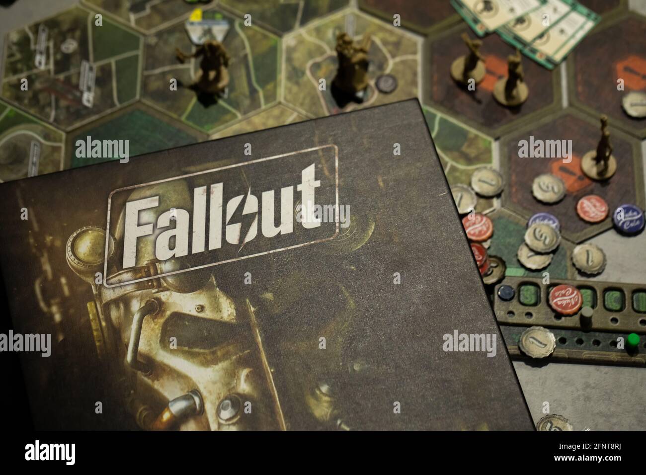 Roseville, MN, USA, 02.04.2021 - Fallout Board Game components on Map ...