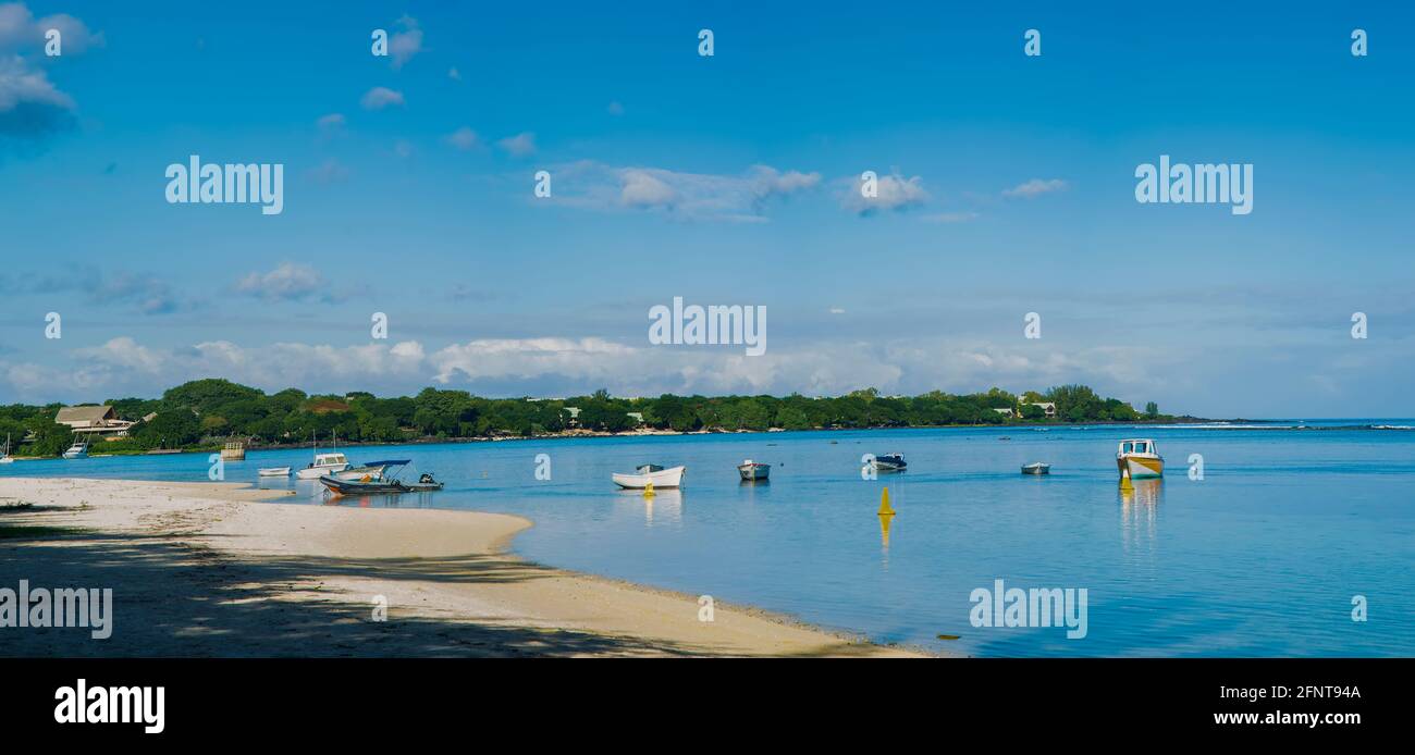 Public beach of Albion in the west of the republic of Mauritius Stock ...