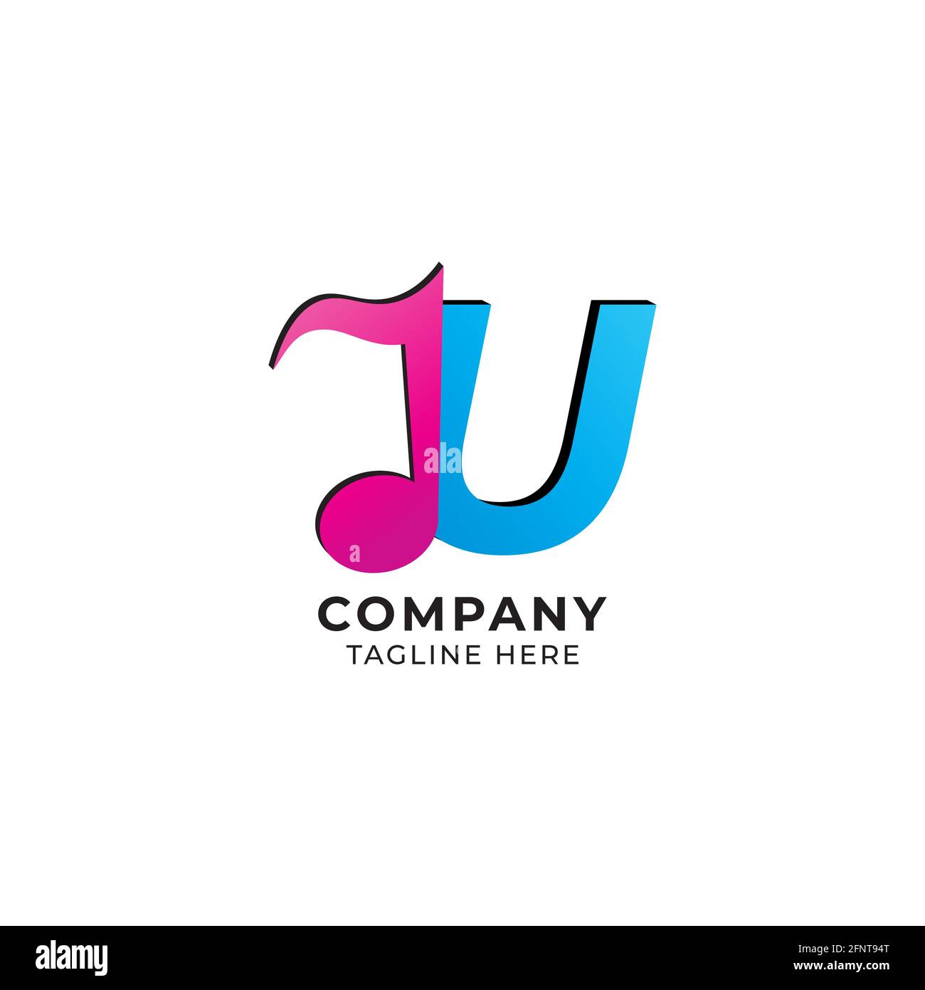 Colorful Letter U Alphabet Music Logo Design Isolated on White ...