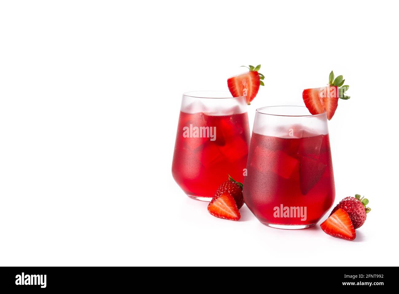 Strawberry cocktail in glass isolated on white background Stock Photo ...