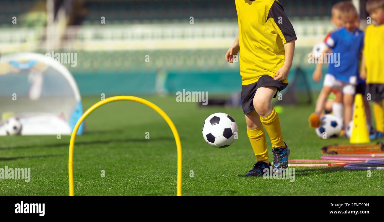 Soccer Training Venue. Kids Playing Sports. Group of Children on Summer ...