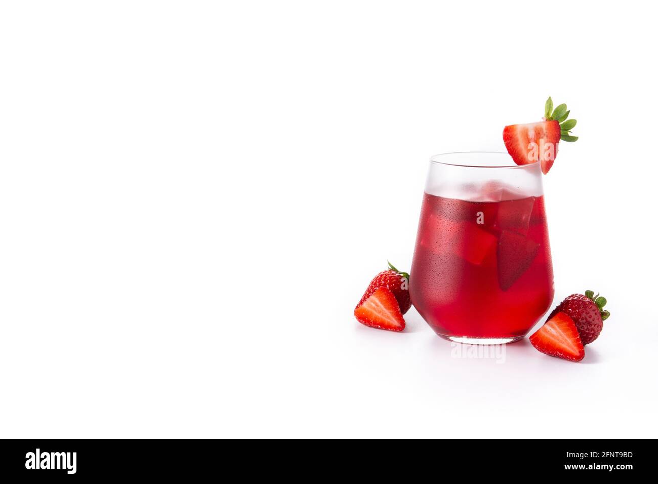Strawberry cocktail in glass isolated on white background Stock Photo ...