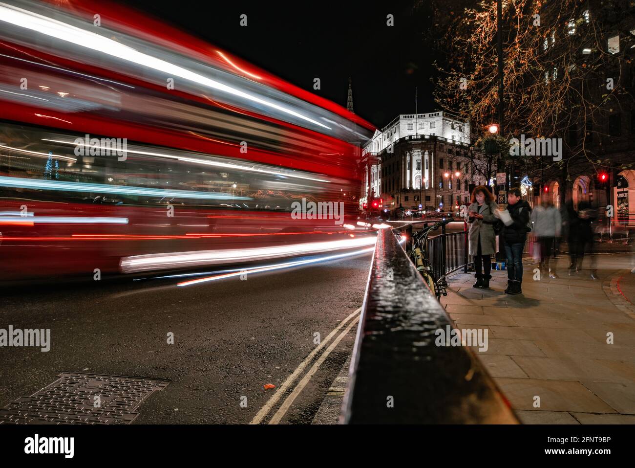 LONDON, UNITED KINGDOM - Dec 27, 2019: A night shoot long exposure of ...