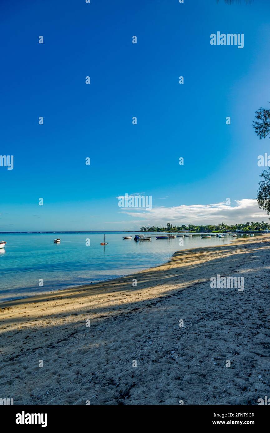 Public beach of Albion in the west of the republic of Mauritius Stock ...