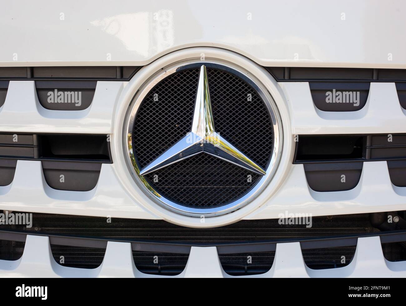 Close up at the front of a new mercedes car Stock Photo - Alamy
