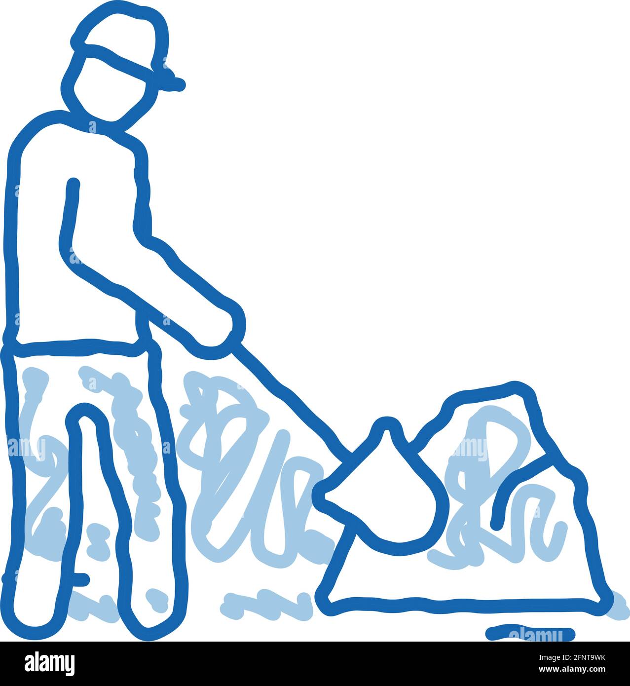 worker digging doodle icon hand drawn illustration Stock Vector Image ...