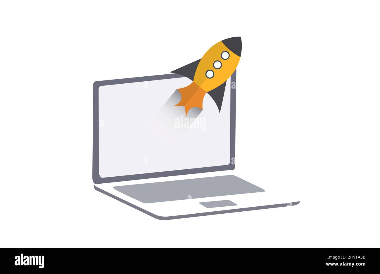 Startup vector concept, flat cartoon rocket launch, idea of successful ...