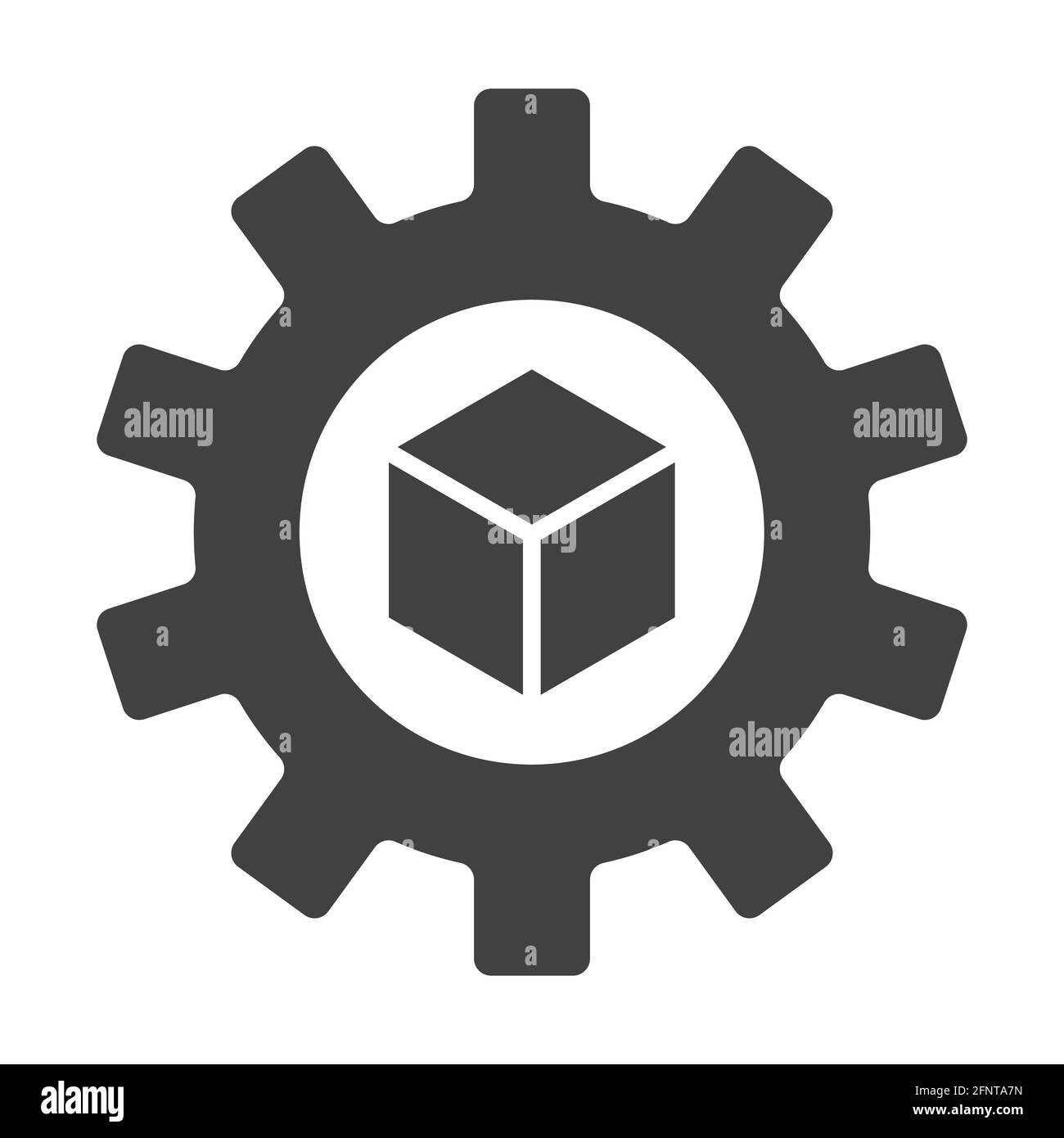 Product development solid icon vector cube and gear for startup logo ...