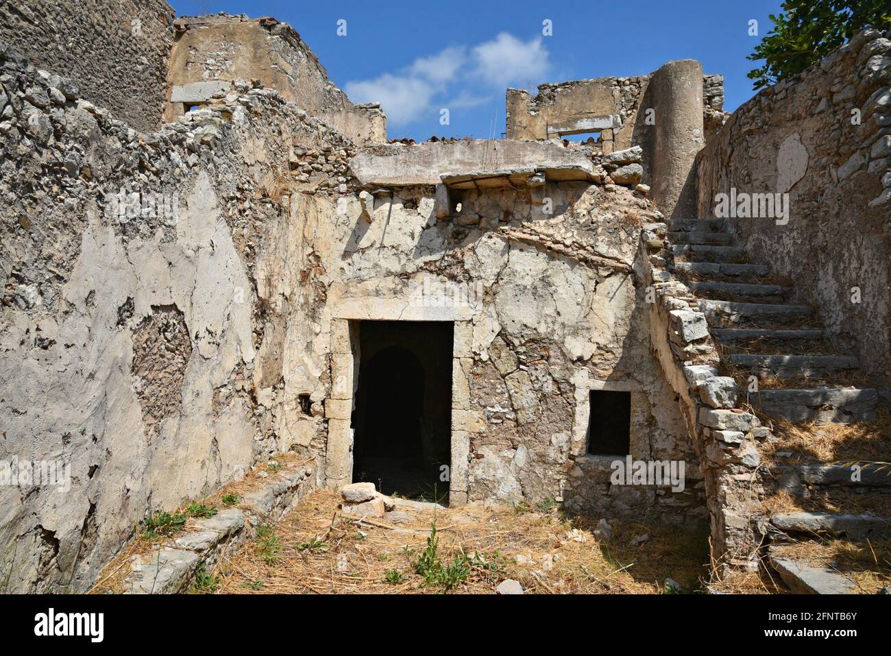 Old abandoned rural houses in Aroniadika, a traditional village of ...