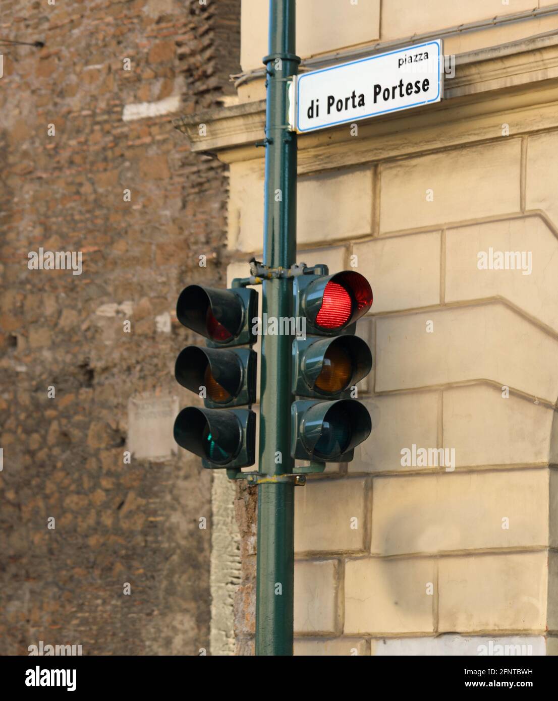 traffic light near the square called Porta Portese Where a famous flea ...
