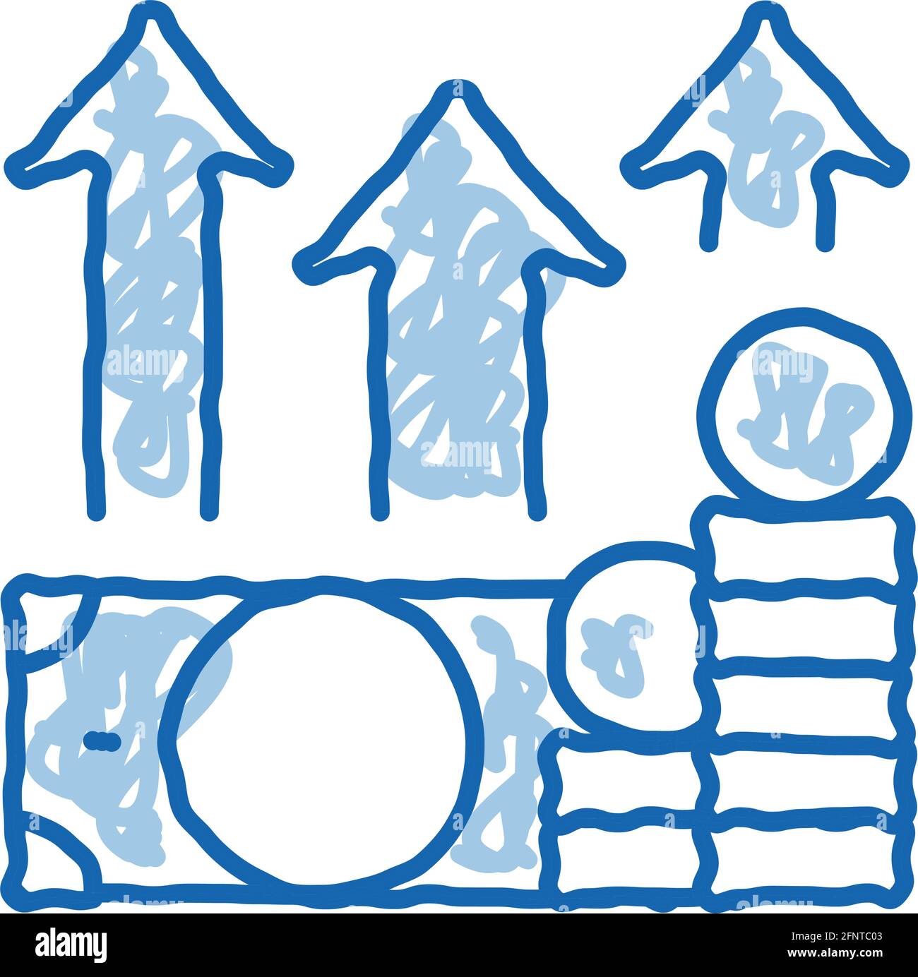 money growth arrows doodle icon hand drawn illustration Stock Vector ...