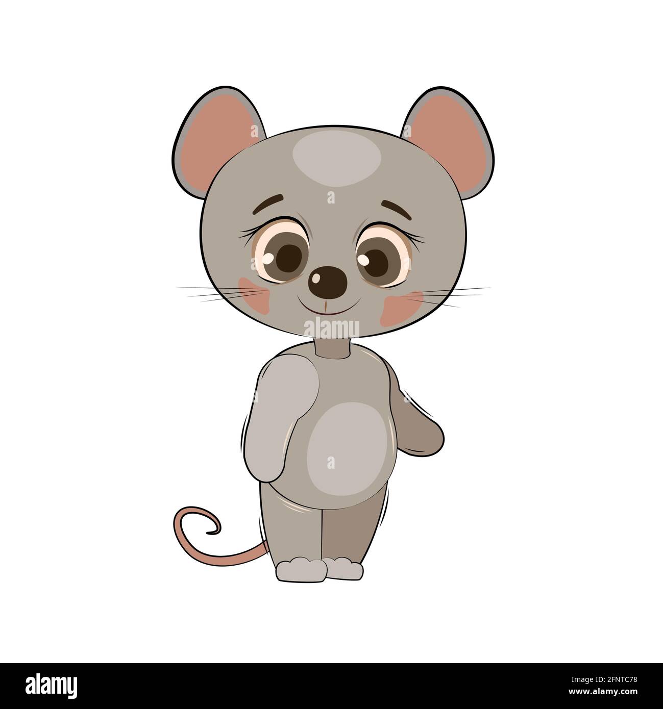 Little baby mouse. Isolated object on a white background. Cheerful kind ...