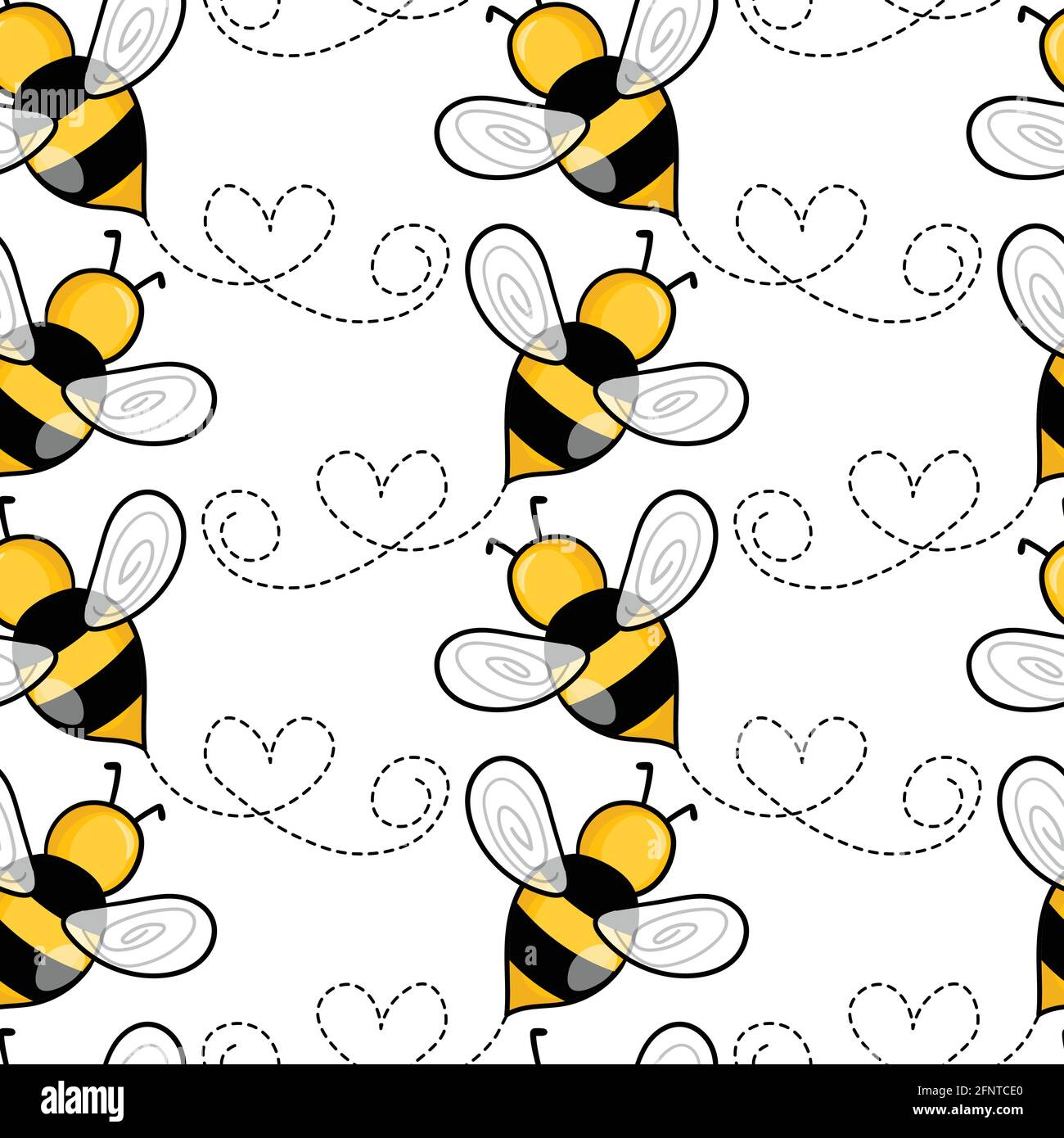 Seamless pattern with bees on white background. Small wasp. Vector ...