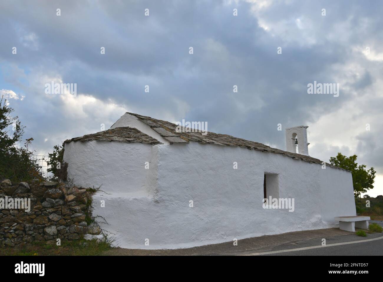 Scenic landscape with a picturesque Greek Orthodox chapel in the ...