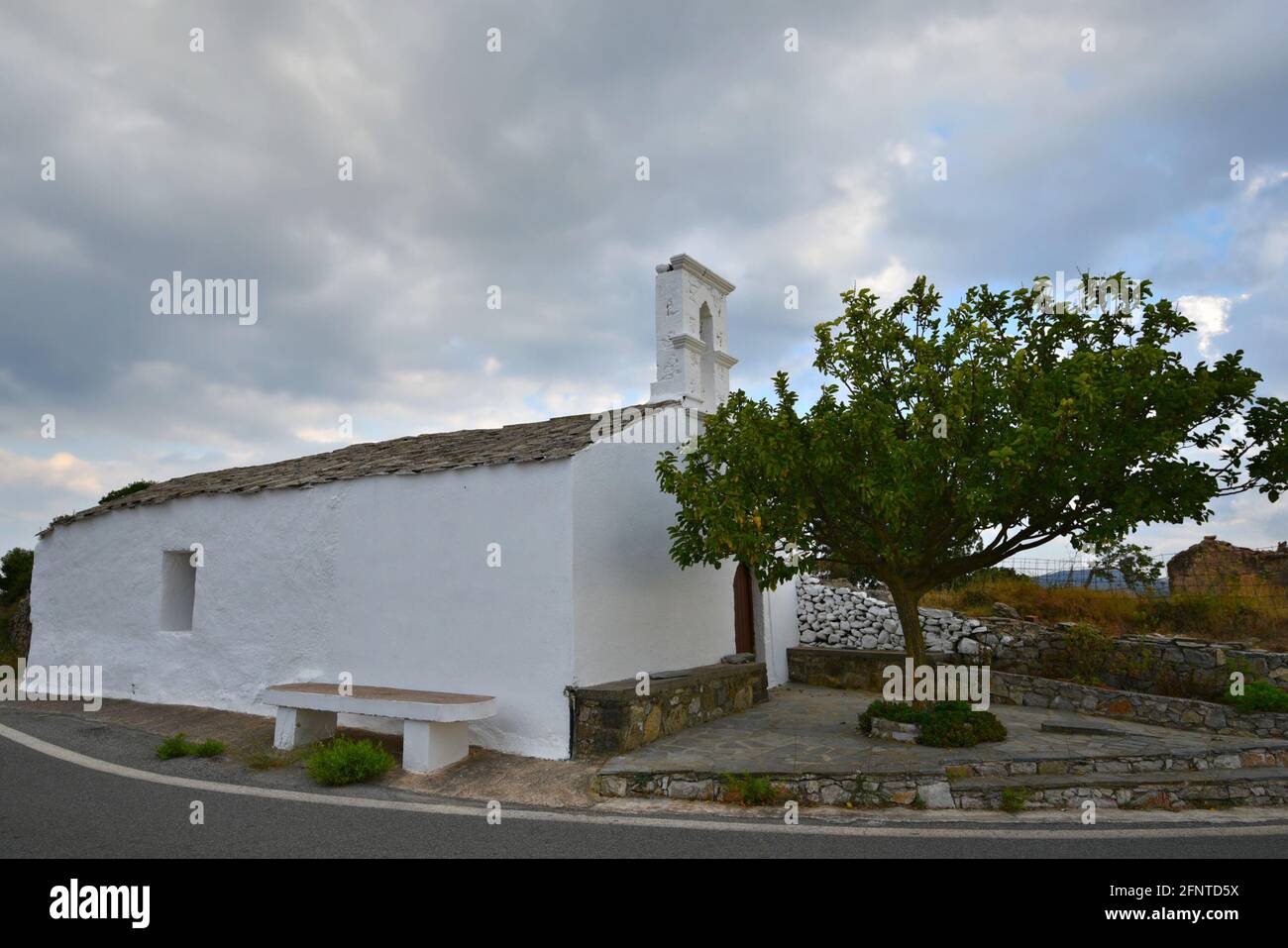 Scenic landscape with a picturesque Greek Orthodox chapel in the ...