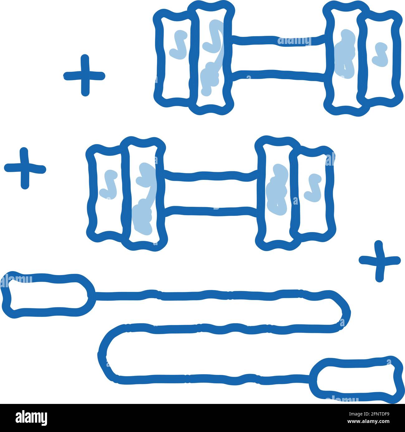 dumbbells and jump rope doodle icon hand drawn illustration Stock ...