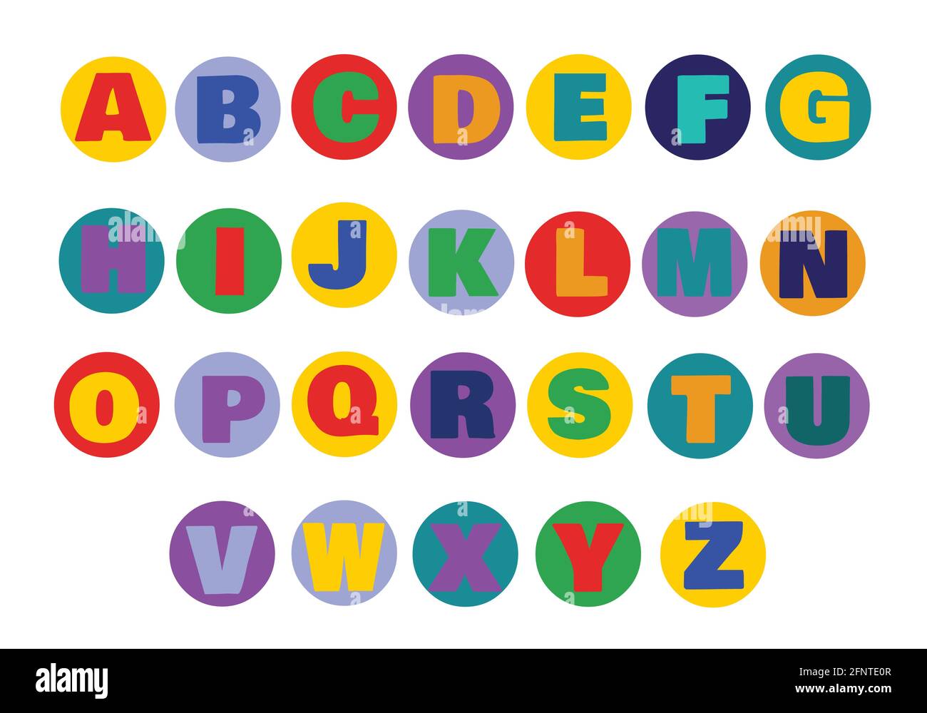 Colorful flat style alphabet set illustration vector isolated Stock ...