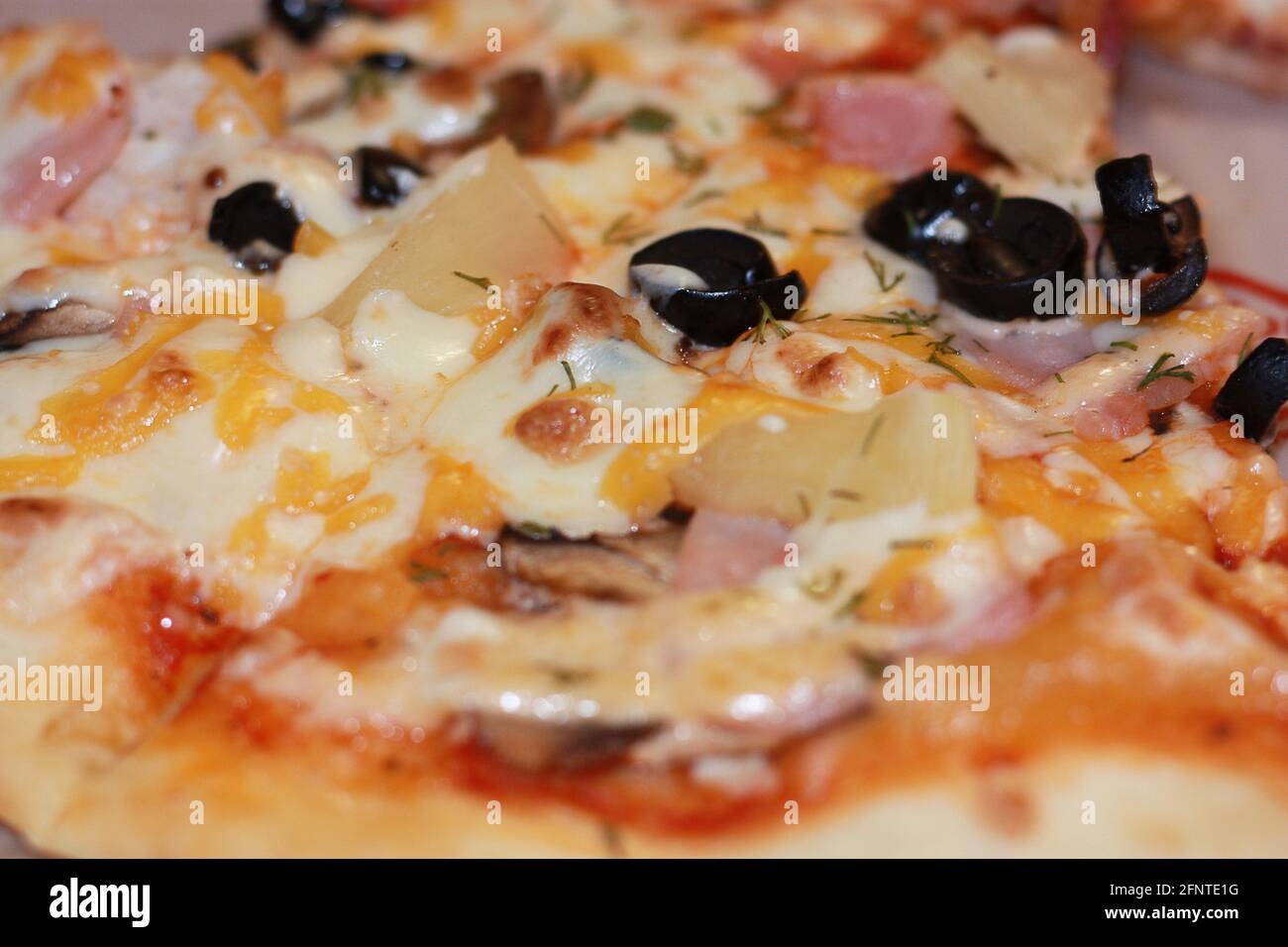 pizza close-up, blurry food background. High quality photo Stock Photo ...