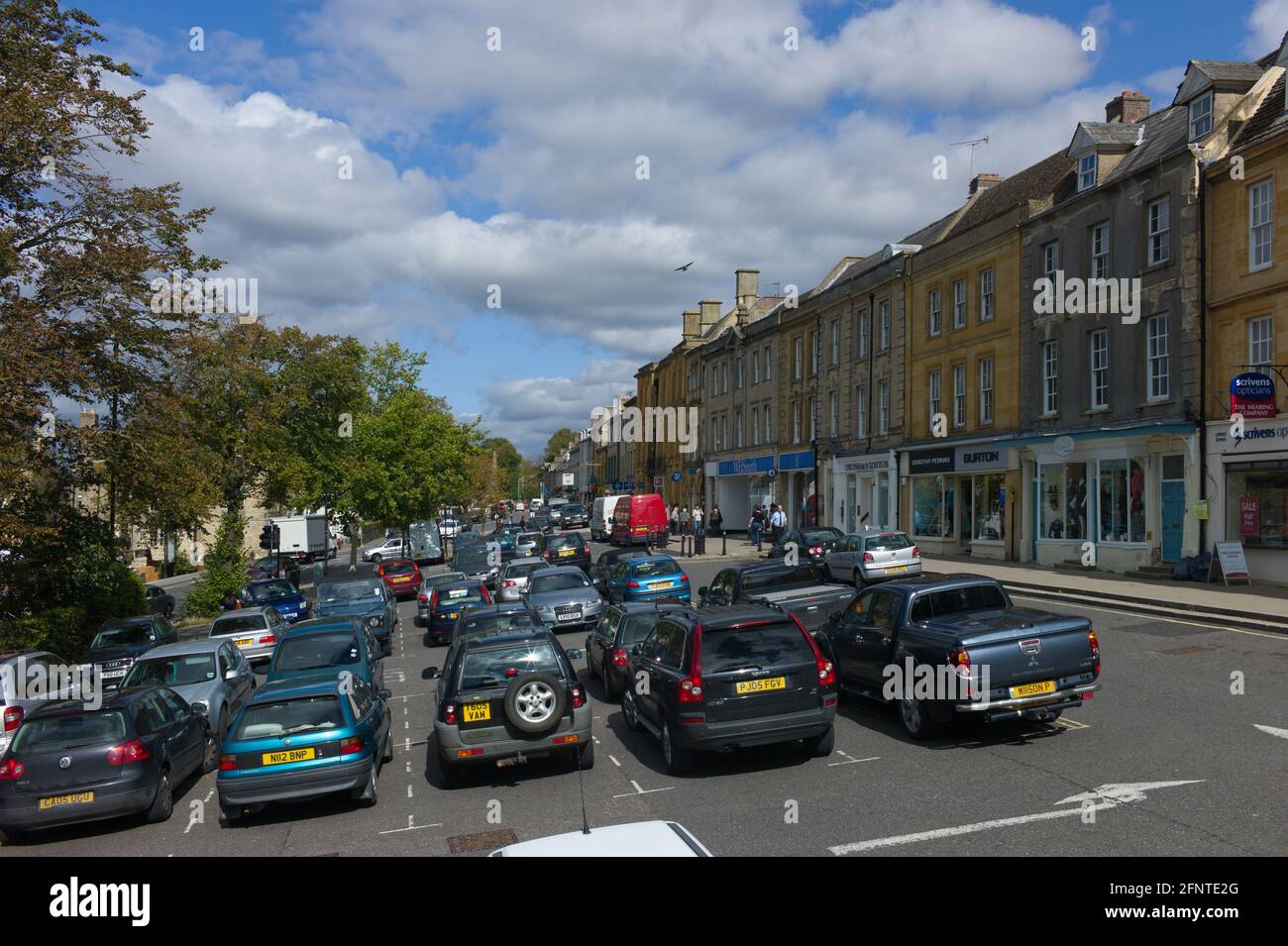 Chipping Norton town center in Oxfordshire, UK with houses, shops and ...