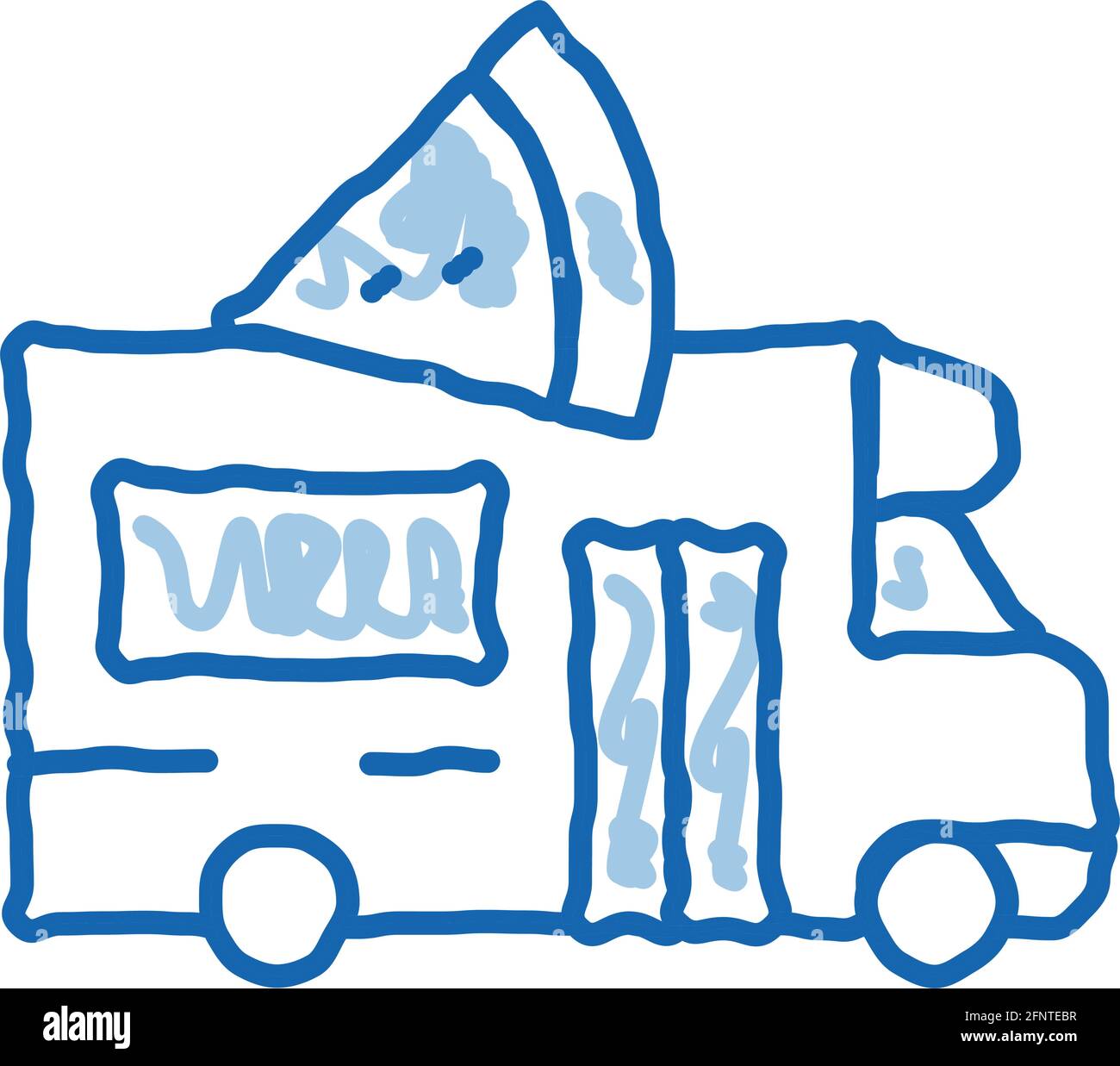 pizza street food van doodle icon hand drawn illustration Stock Vector ...