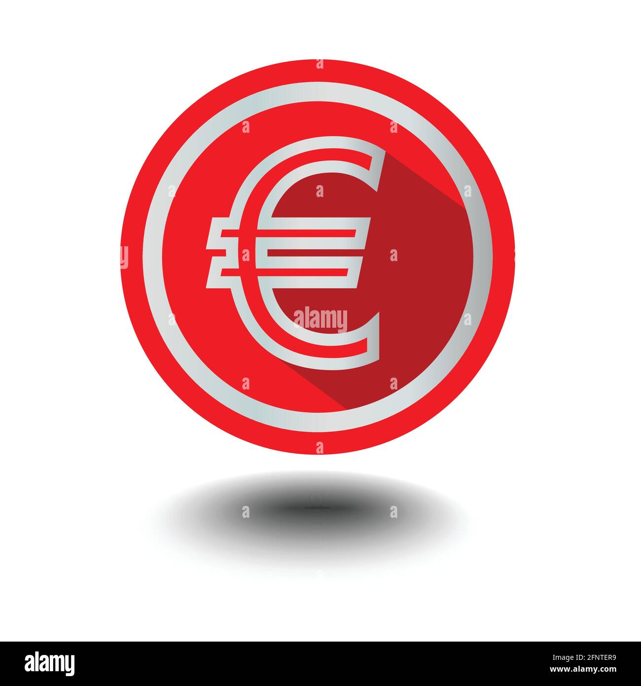 Isolated object - euro currency symbol with metallic outline. Modern ...