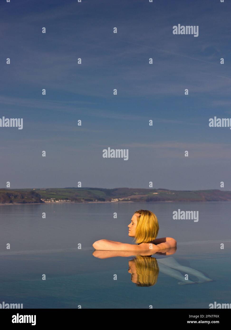 The Salt Water Infinity Pool overlooking Saundersfoot Bay Stock Photo ...