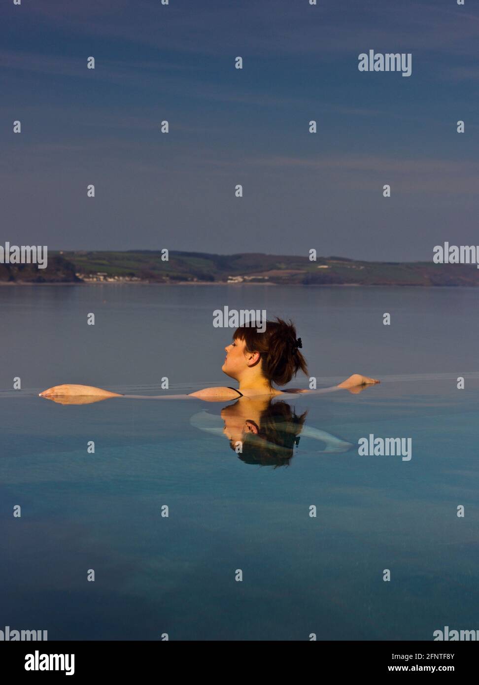 The Salt Water Infinity Pool overlooking Saundersfoot Bay Stock Photo ...