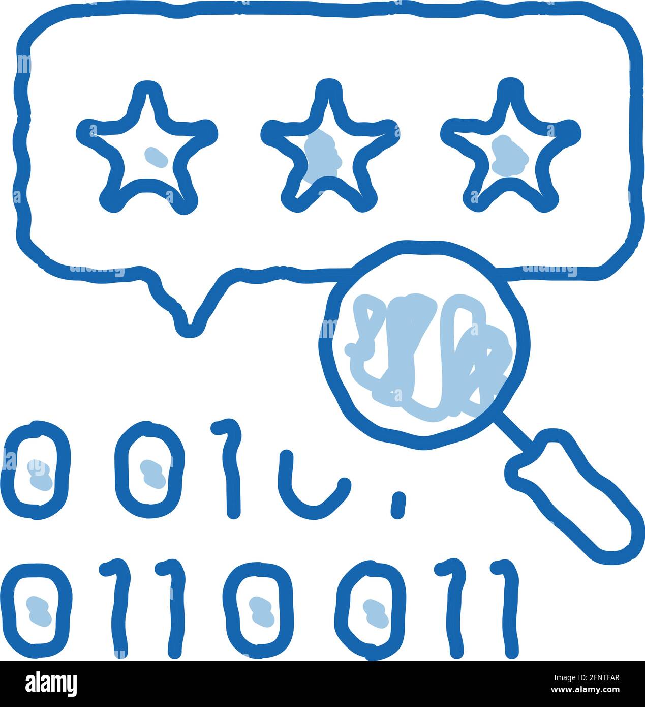 binary code research and assessment doodle icon hand drawn illustration ...