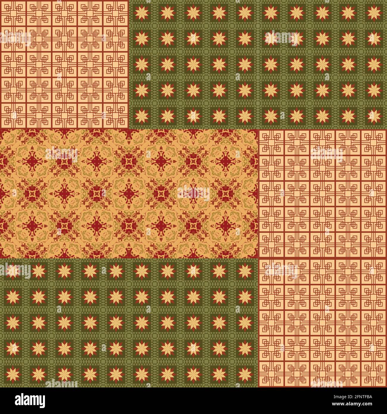 Vector pattern tile in patch work design. Muted nostalgic colors ...