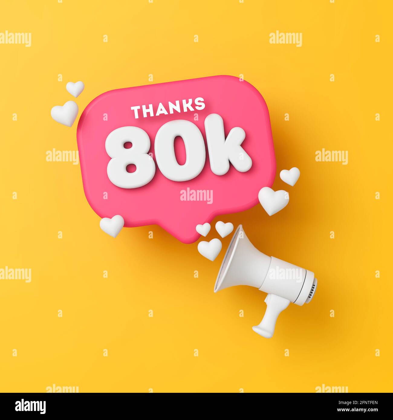 80 thousand followers social media thanks banner. 3D Rendering Stock ...