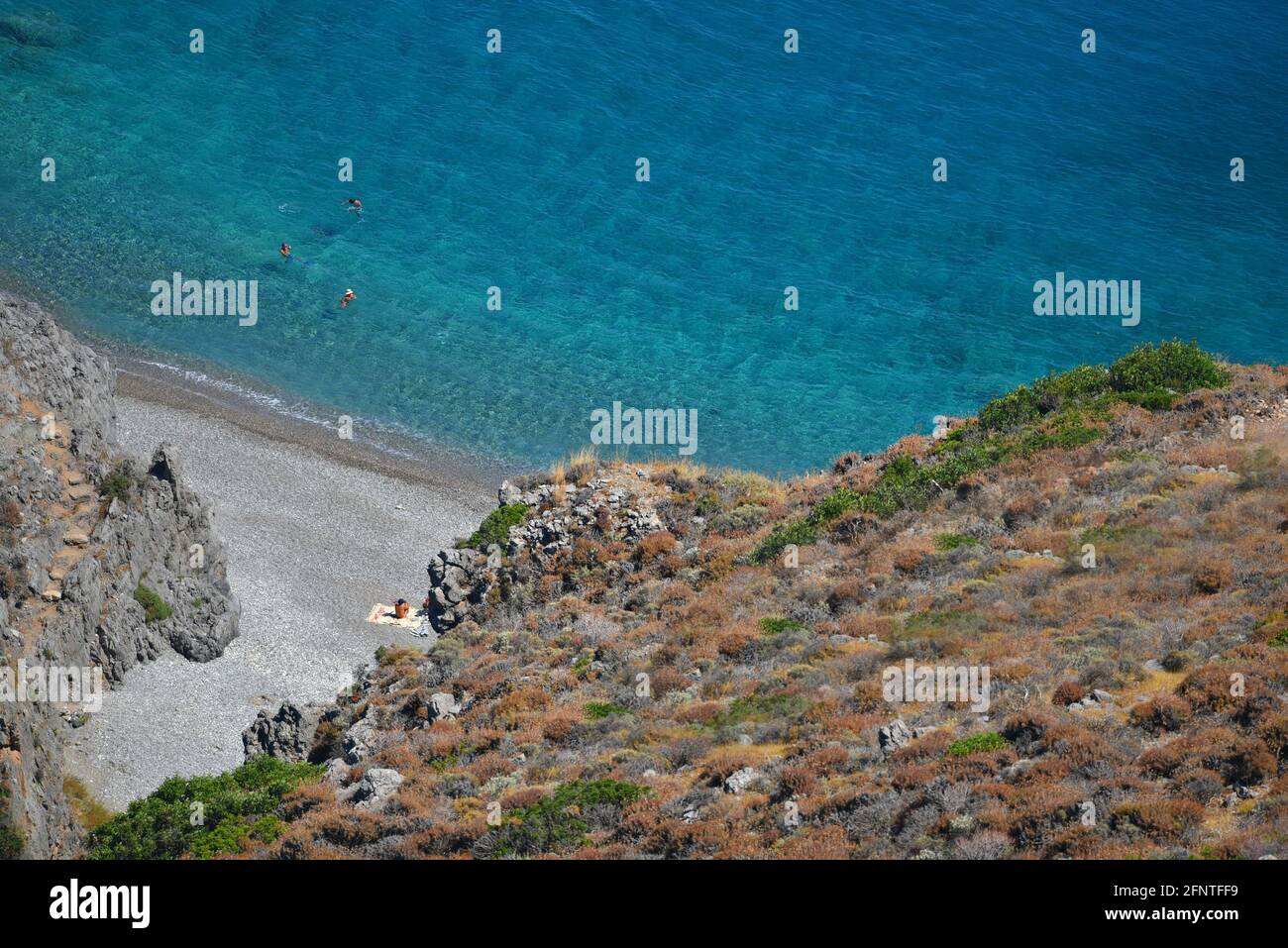 Scenic seascape with people swimming in Sparagario an isolated sandy ...