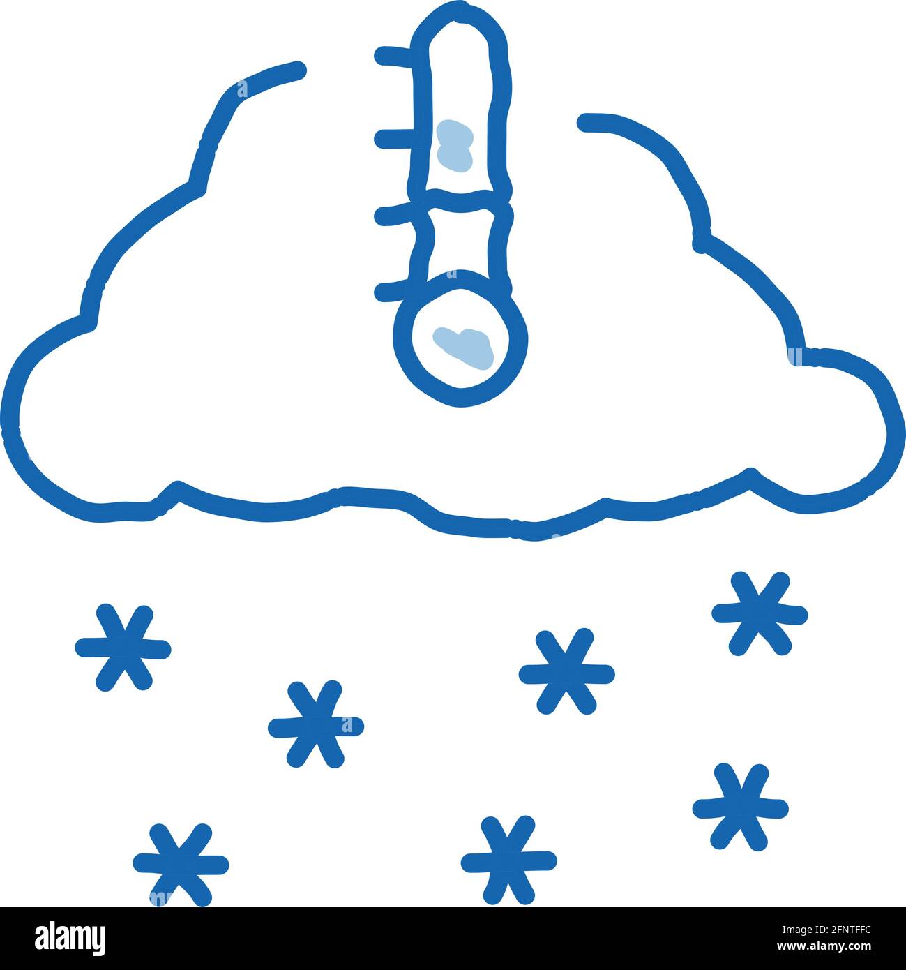 winter low temperature and snow doodle icon hand drawn illustration ...