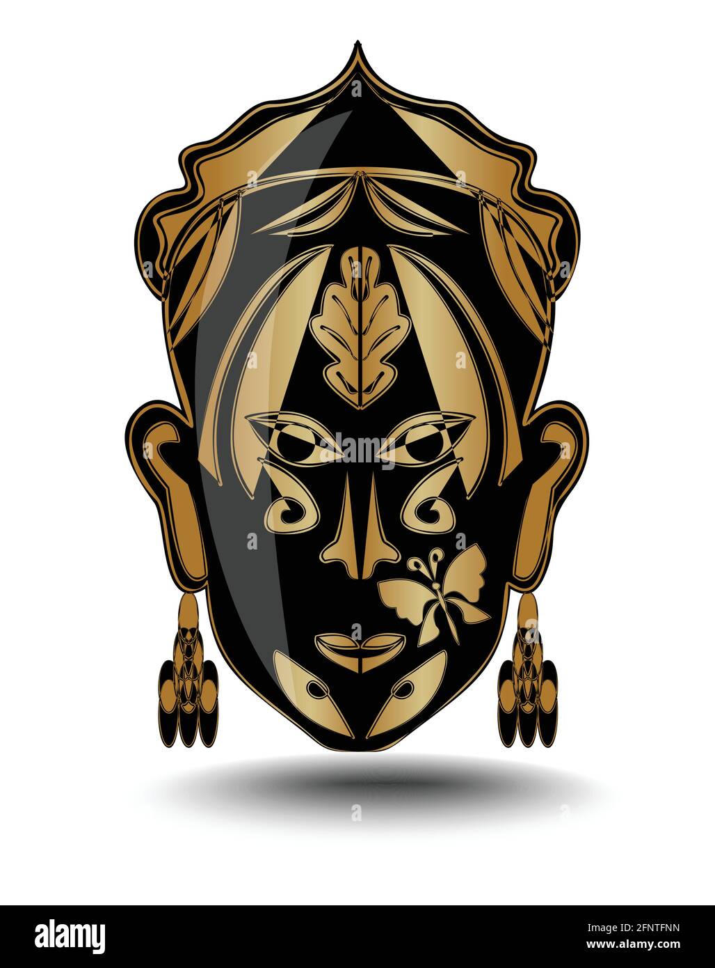 Gold ritual woman face, iconic mask, avatar Stock Vector Image & Art ...
