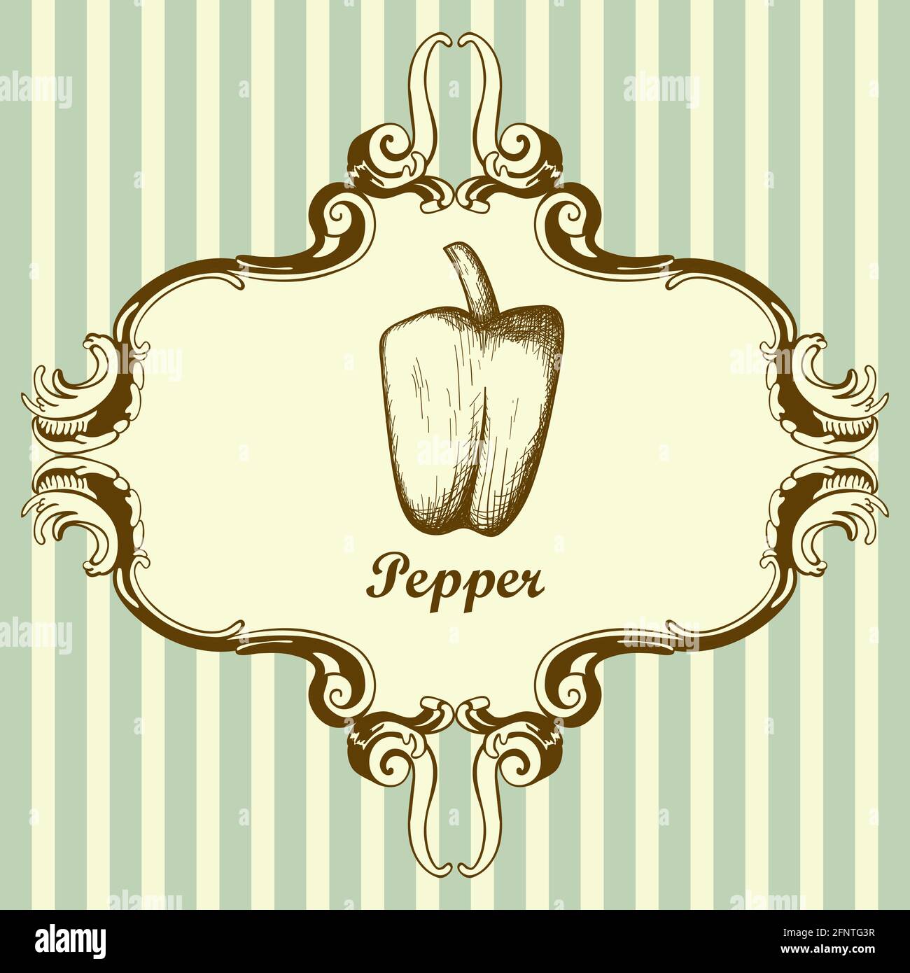 Pepper Icon. Hand Drawn Sketch Design. Vector Illustration Stock Vector ...
