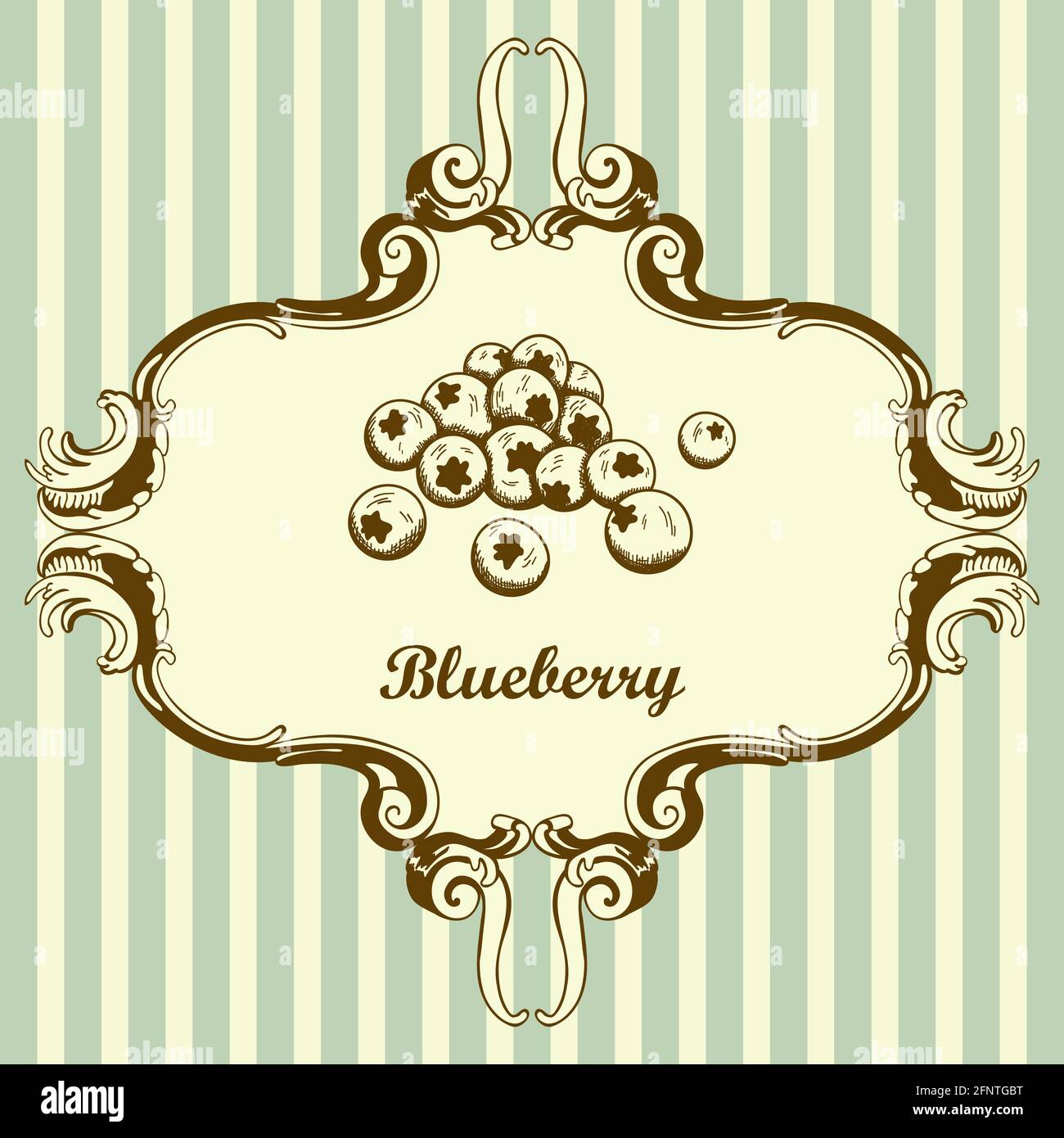 Icon Of Blueberry. Hand Drawn Sketch. Retro Vintage Design. Vector ...
