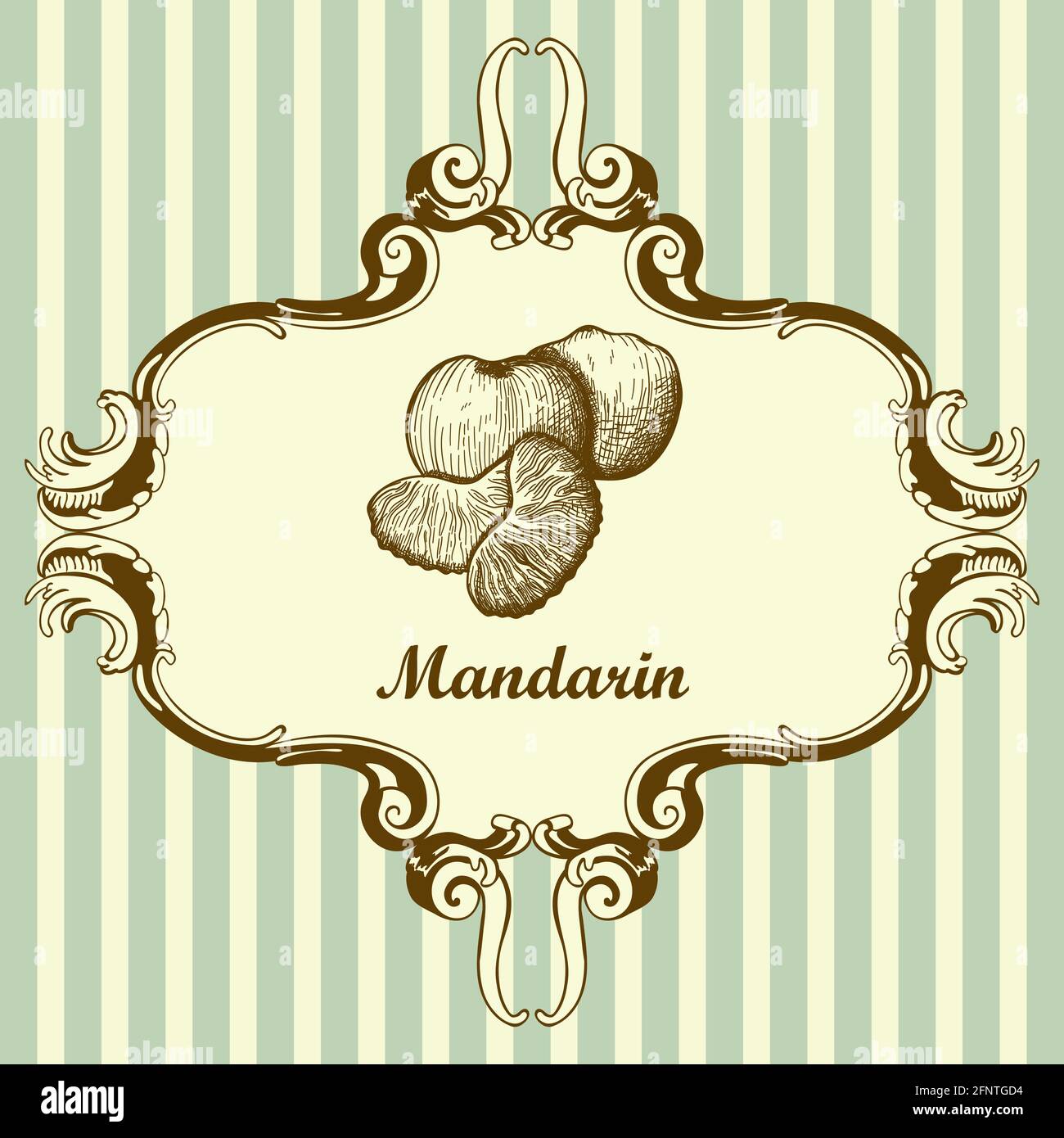 Icon Of Mandarin. Hand Drawn Sketch. Retro Vintage Design. Vector ...