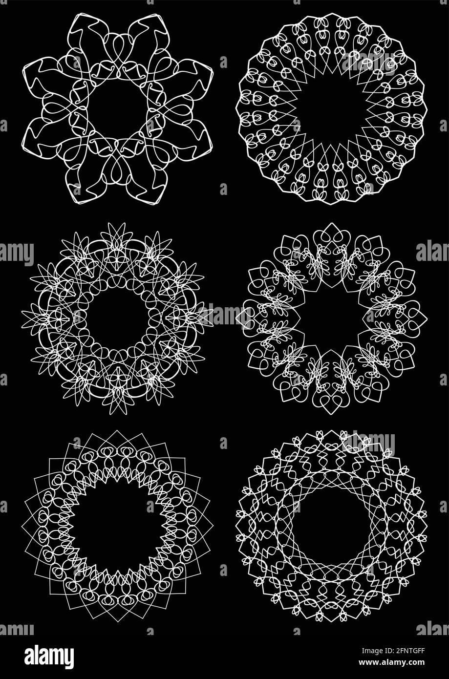 Set of circle calligraphic lace decorative patterns. Vintage design for ...
