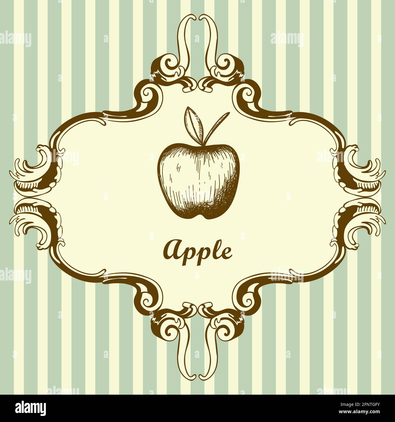 Icon Of Apple. Hand Drawn Sketch. Retro Vintage Design. Vector ...